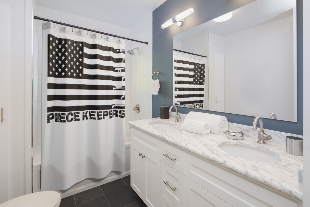 White American Flag | Patriotic Shower Curtain | USA Made
